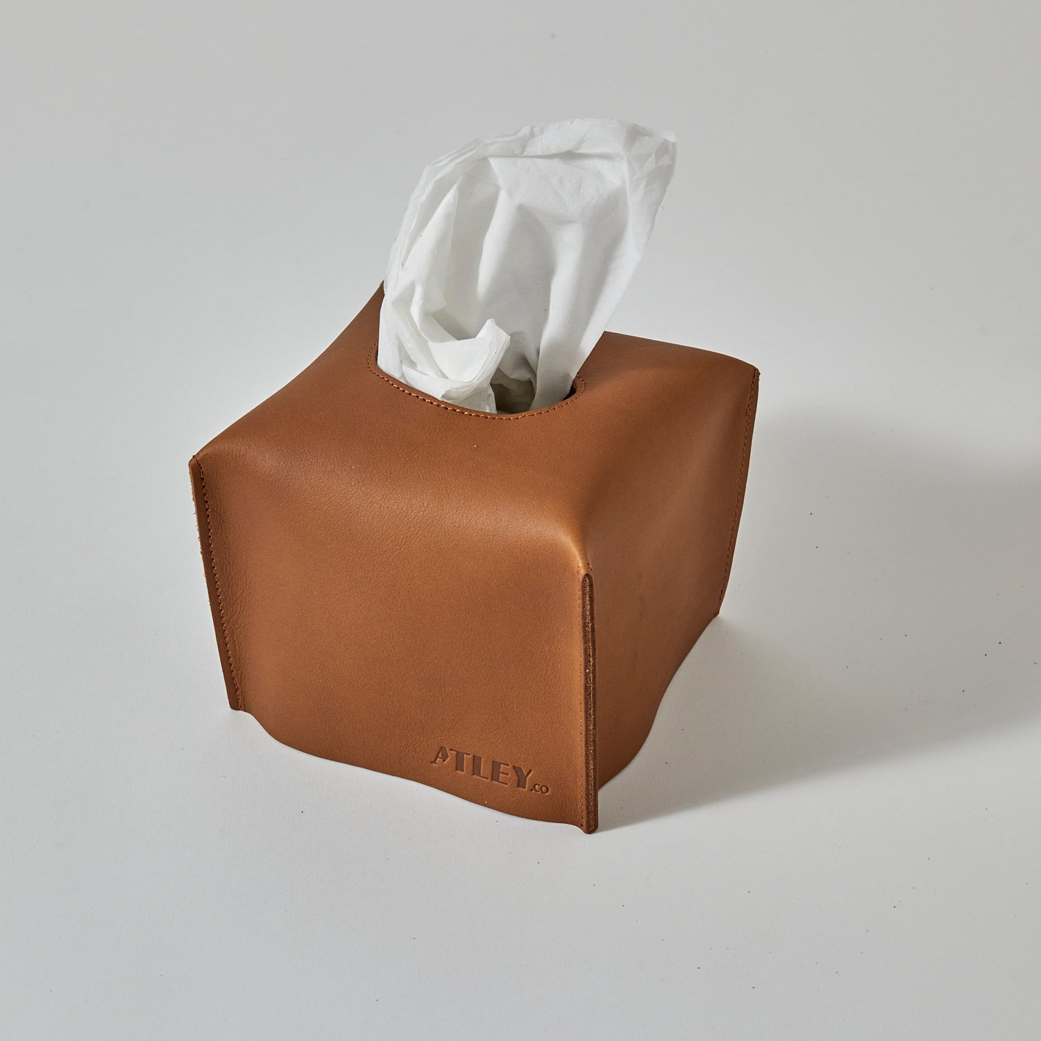 Leather Tissue Box Cover - Tan - Made in Melbourne – Atley.co