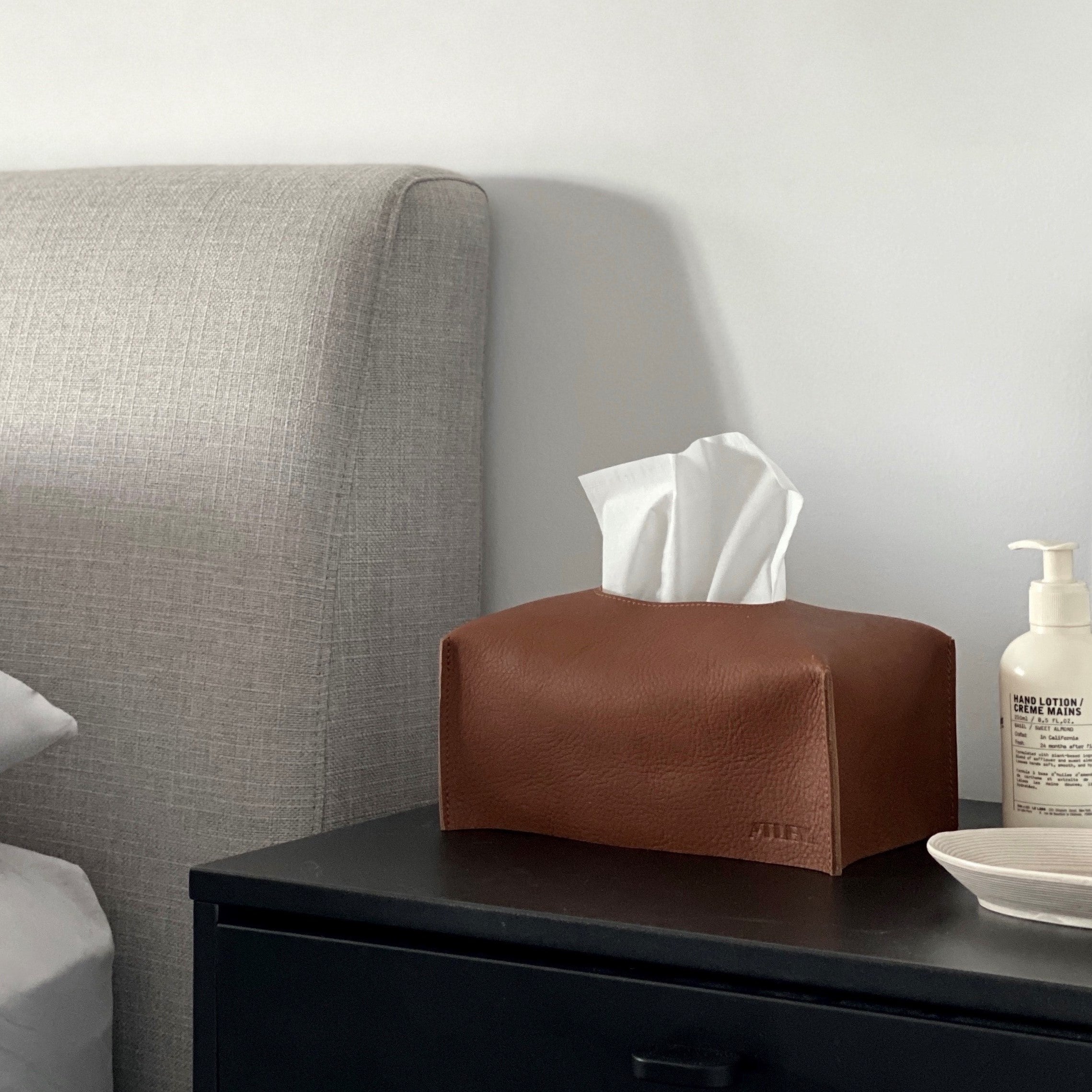 Leather Tissue Box Cover - Tan - Made in Melbourne – Atley.co